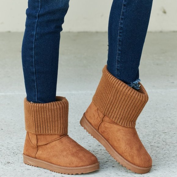 Forever Link | Shoes | Forever Link Faux Suede Leather Ribknit Cuff ...